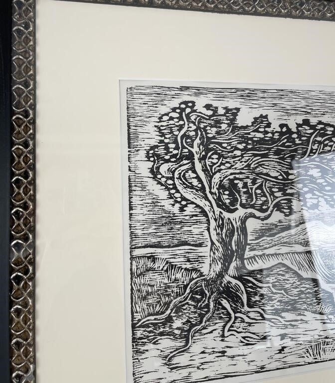 Myrtle de Meulles | Myrtle Tree Linocut Woodblock Print | MutualArt