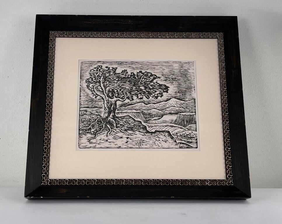 Myrtle de Meulles | Myrtle Tree Linocut Woodblock Print | MutualArt