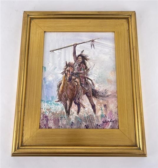 Jay Jung | Jay Jun Native American Warrior Painting (1955) | MutualArt