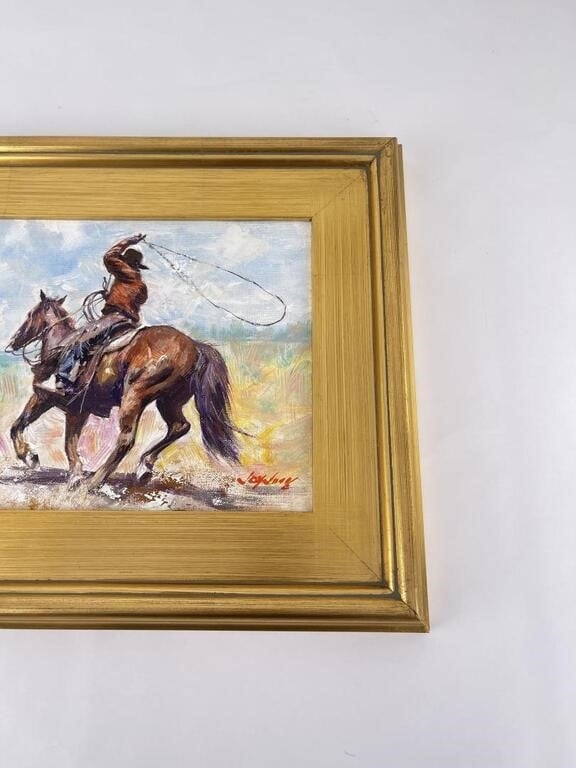 Jay Jung | Jay Jung Roper Cowboy Painting (1955) | MutualArt