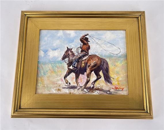 Jay Jung | Jay Jung Roper Cowboy Painting (1955) | MutualArt