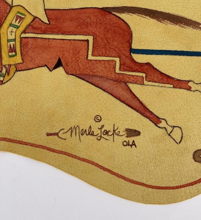 Merle Locke | Merle Locke Oglala Sioux Hide Painting | MutualArt