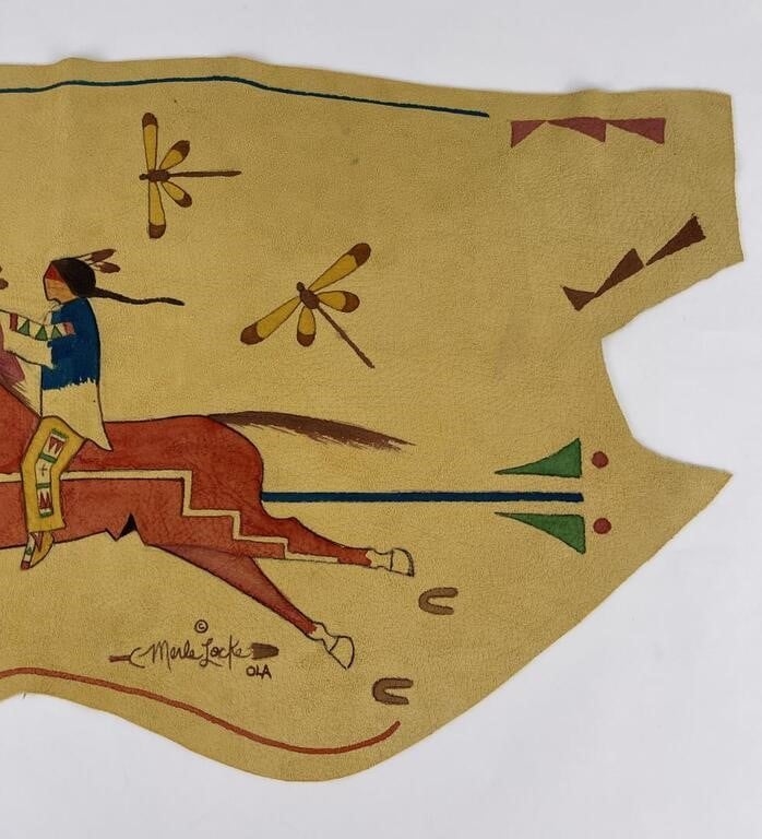 Merle Locke | Merle Locke Oglala Sioux Hide Painting | MutualArt
