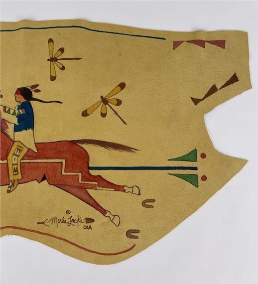 Merle Locke | Merle Locke Oglala Sioux Hide Painting | MutualArt