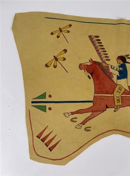 Merle Locke | Merle Locke Oglala Sioux Hide Painting | MutualArt