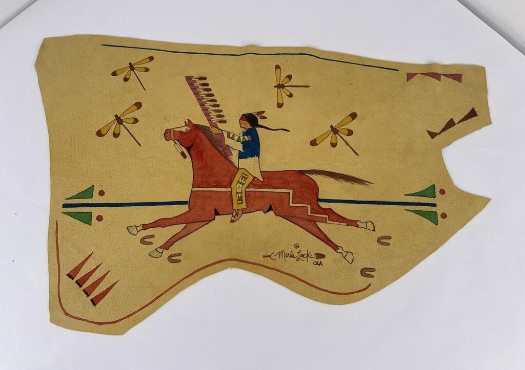 Merle Locke | Merle Locke Oglala Sioux Hide Painting | MutualArt