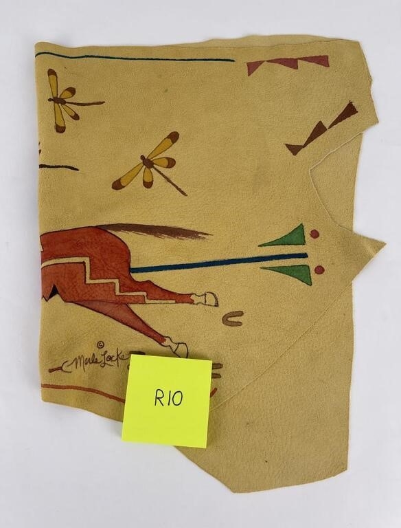 Merle Locke | Merle Locke Oglala Sioux Hide Painting | MutualArt