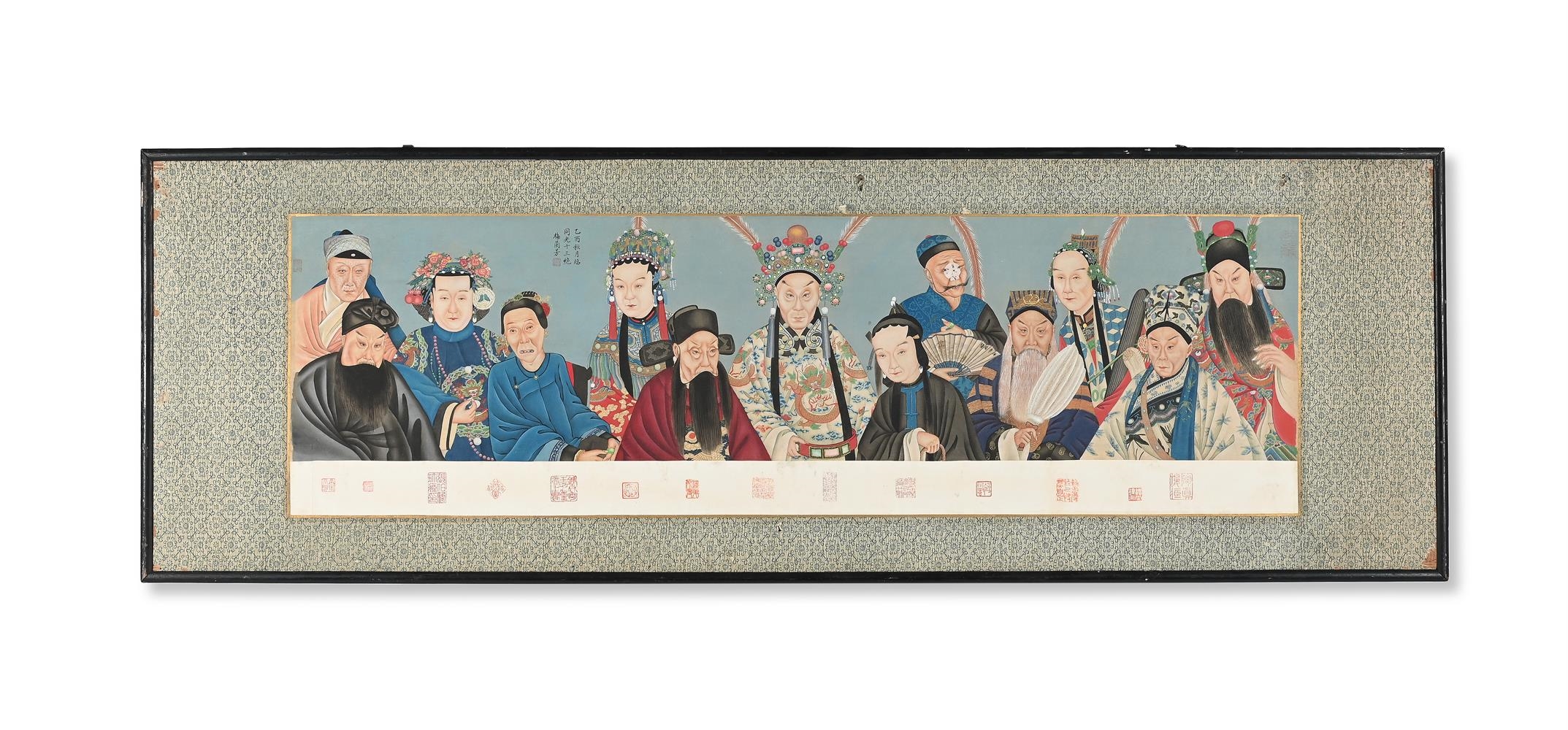 Lanfang Mei | A large Chinese painted panel of Peking Opera figures ...