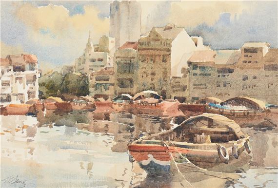 Ong Kim Seng | Singapore river scene | MutualArt