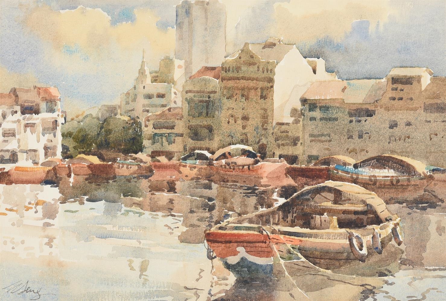 Ong Kim Seng | Singapore river scene | MutualArt