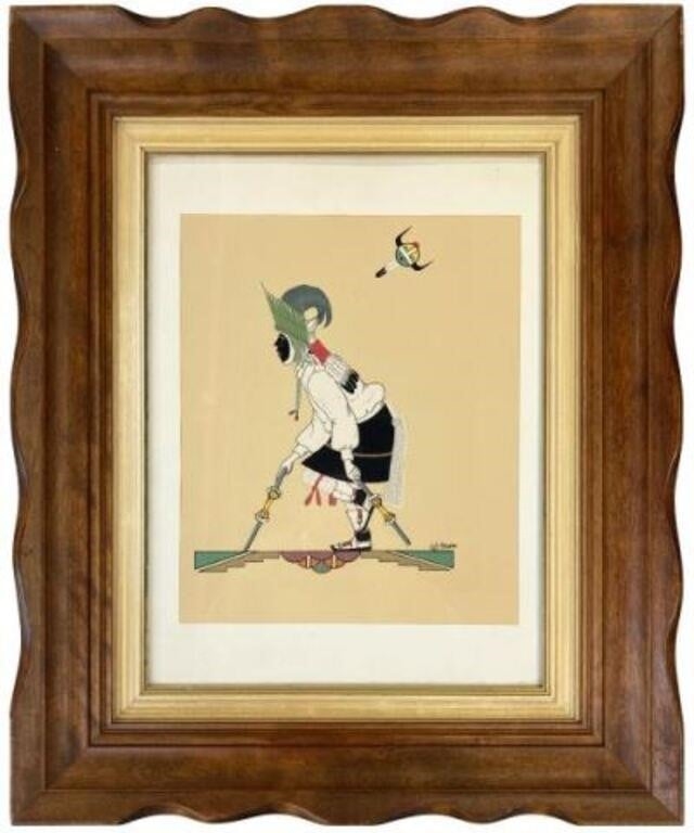 Jose D. Roybal | Silk screen of a man with ram's horns on his head ...