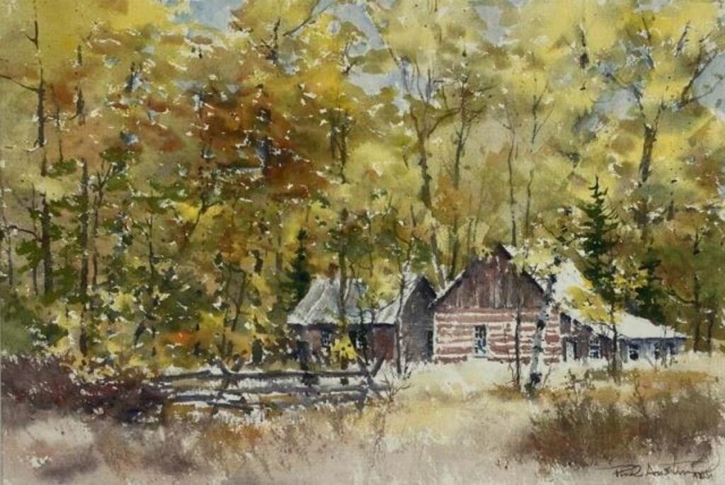 Phil Austin | An Original watercolor painting, depicting a cabin in the ...