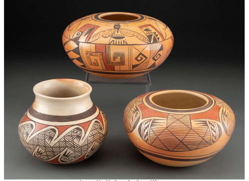 Fannie Nampeyo | Three Hopi Polychrome Jars | MutualArt