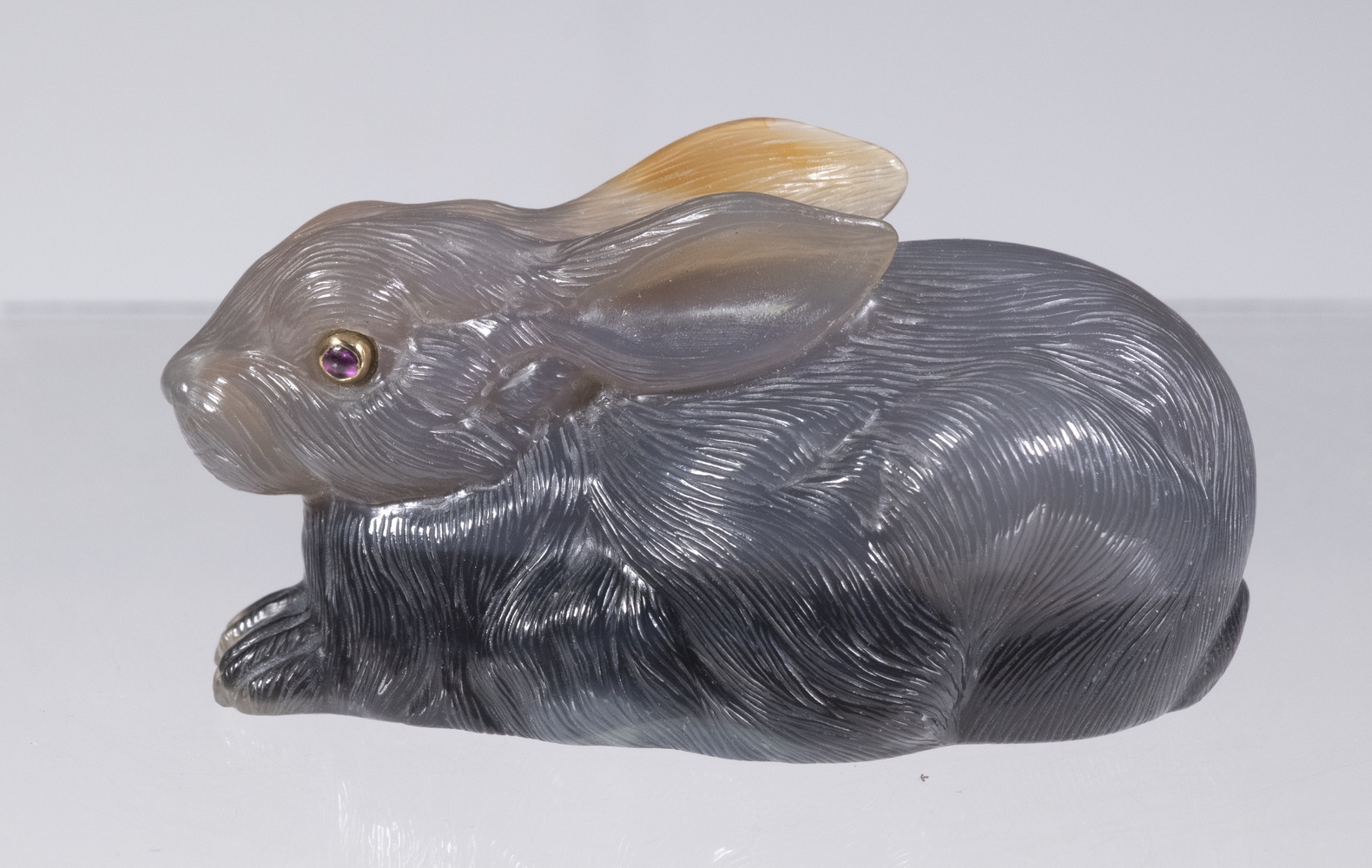 Russian School | Agate Sculpture of a Recumbent Rabbit | MutualArt