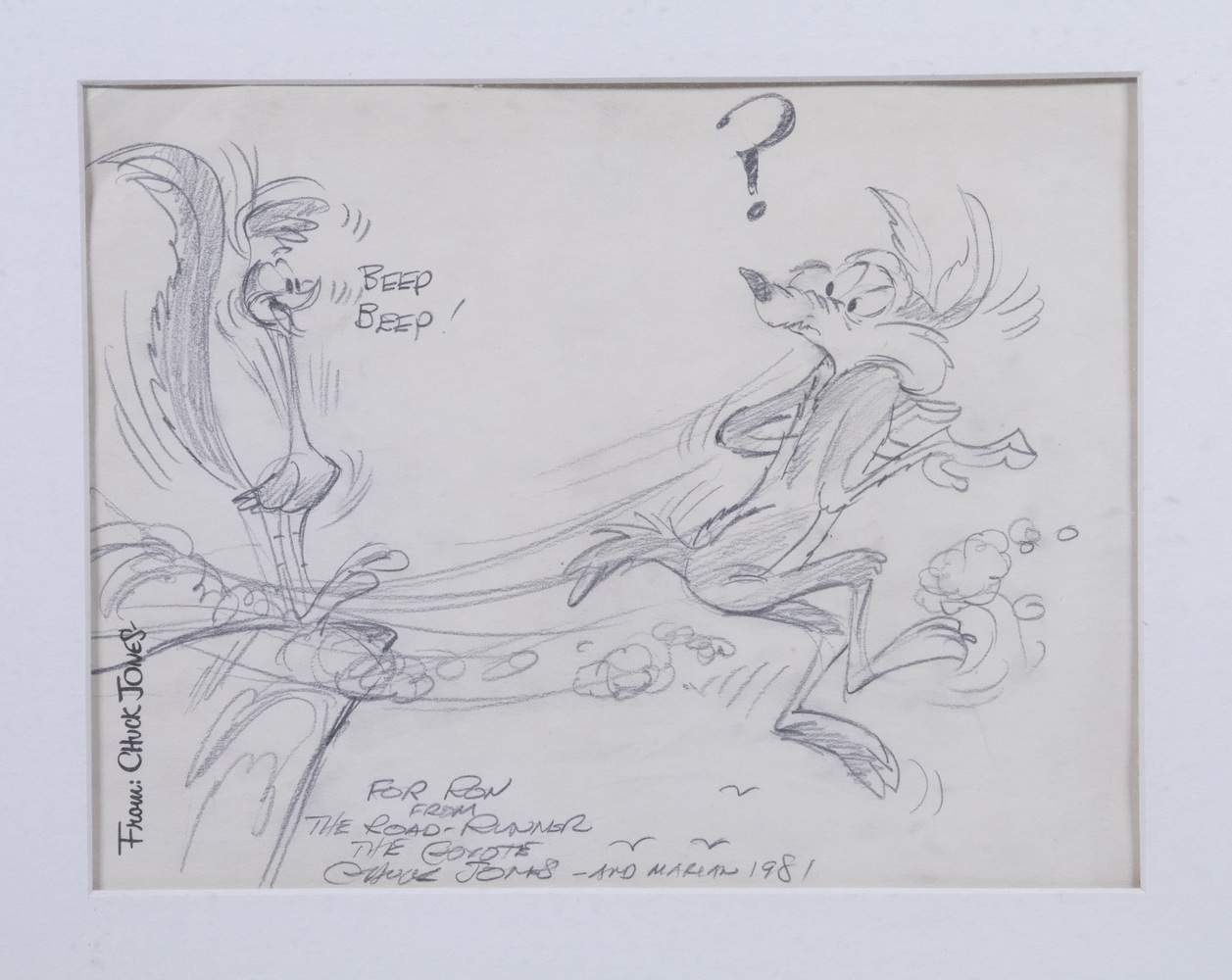 Chuck Jones | Original Cartoon Drawing in pencil of the Roadrunner and ...
