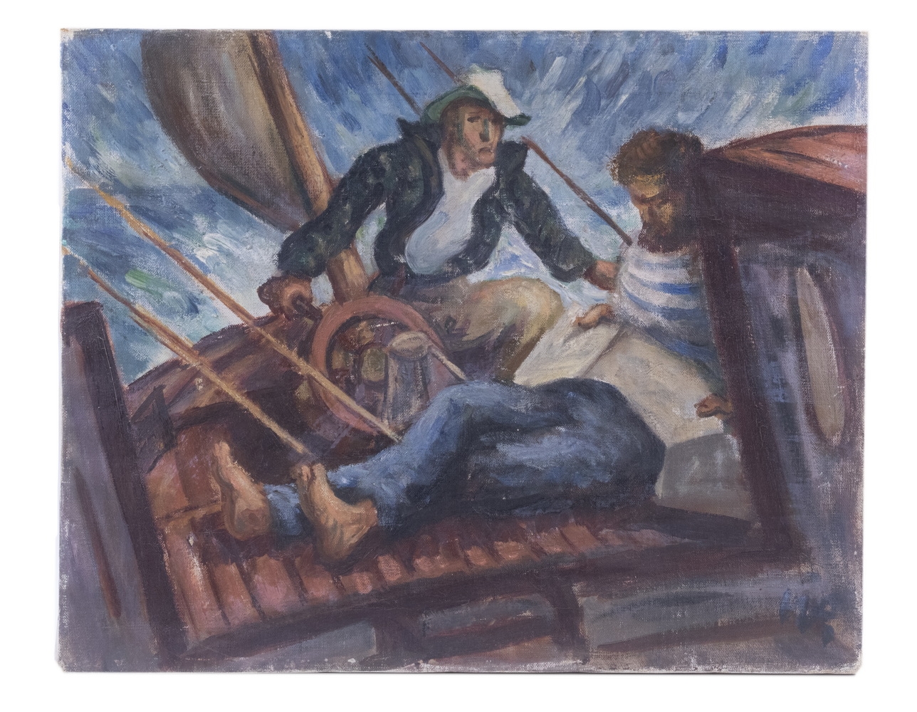 Waldo Pierce | Waldo Reading on His Sailboat with Author John Dos ...