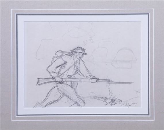 Andrew Wyeth | Sketch of a Union Soldier advancing with fixed bayonet ...