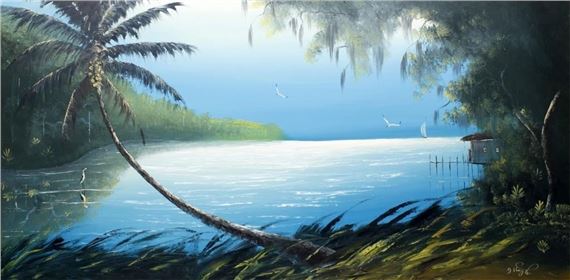 Isaac Knight | ISAAC KNIGHT FLORIDA HIGHWAYMEN LEANING PALM | MutualArt