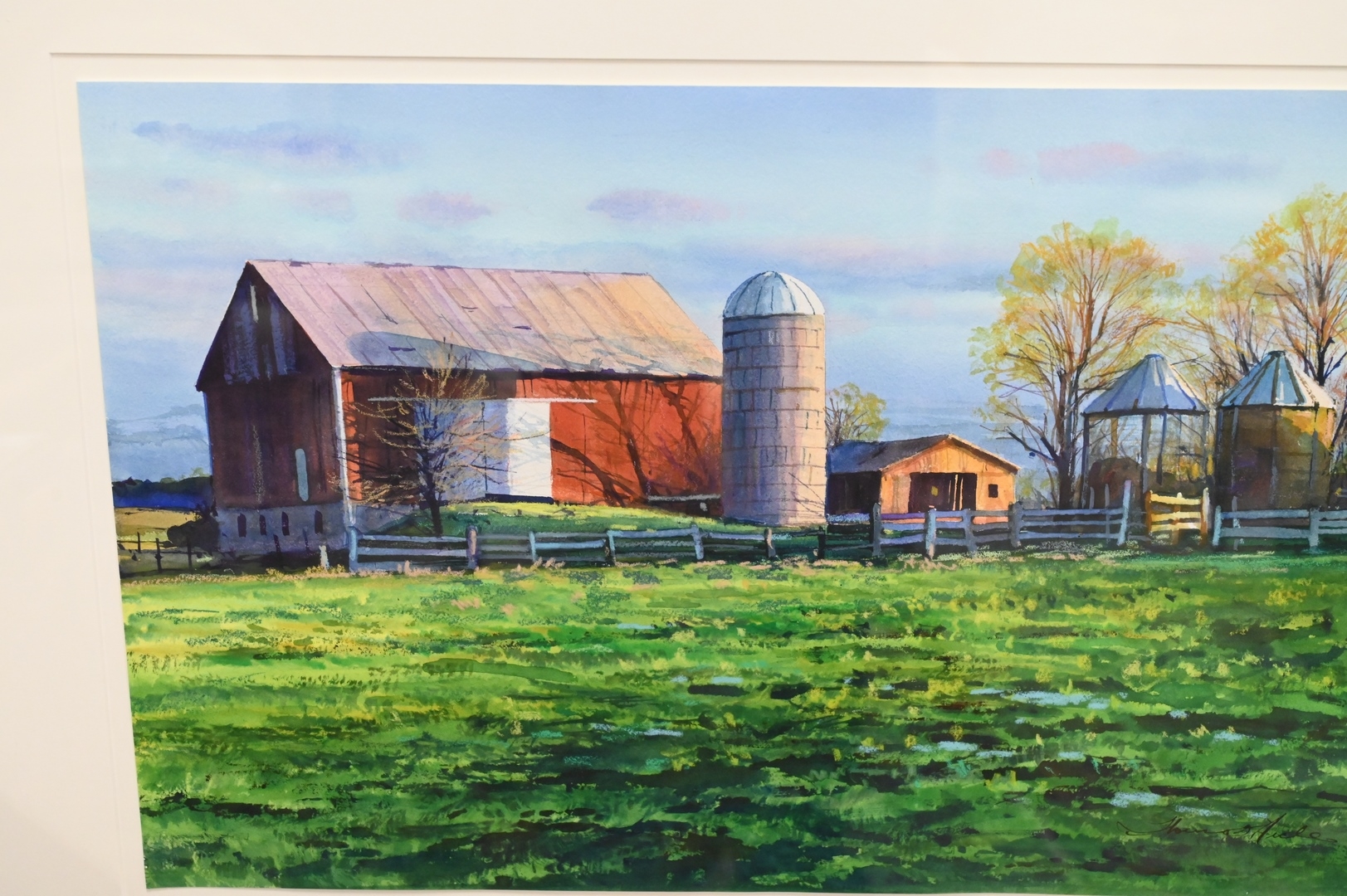 Thomas McNickle | Barn with Two Corn Cribs (2022) | MutualArt