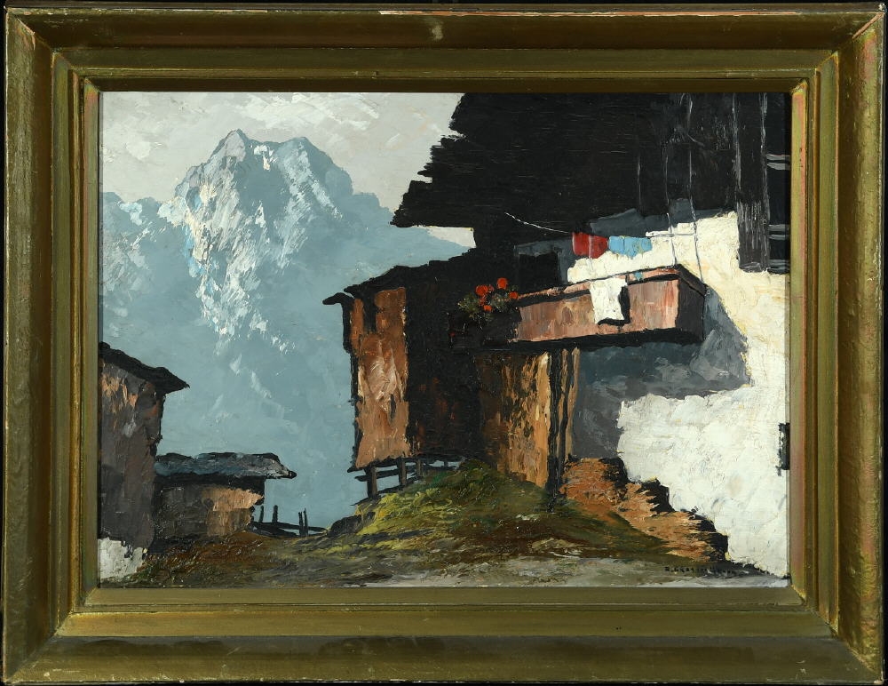 Rudolf Grossmüller | Berghof vor Gebirgskulisse | MutualArt