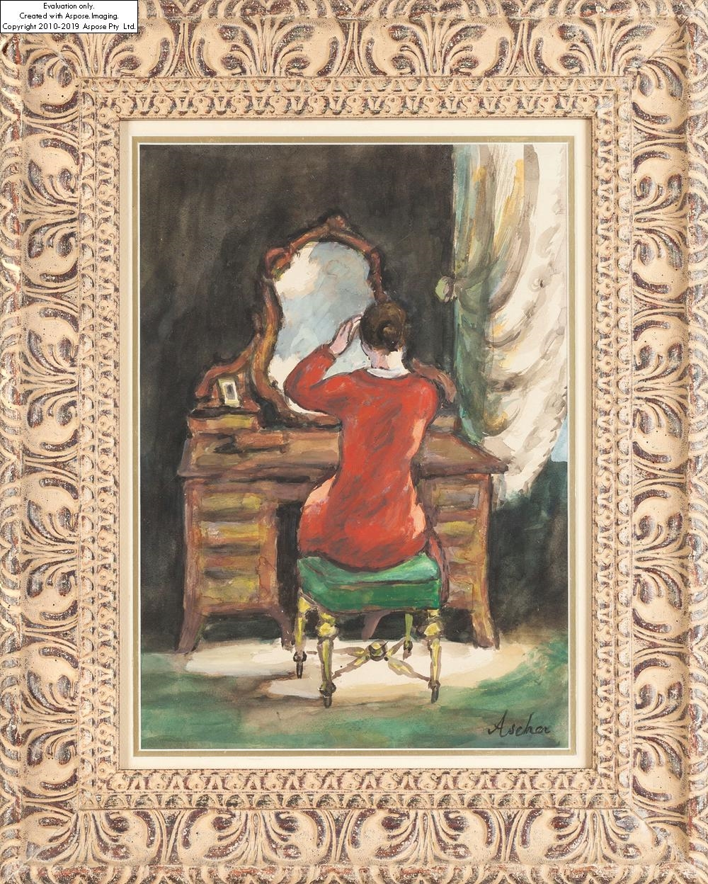 Georges Ascher | The woman at the dressing table | MutualArt