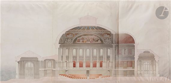 French School, 19th Century | Projet d’amphithéâtre d’une académie de ...