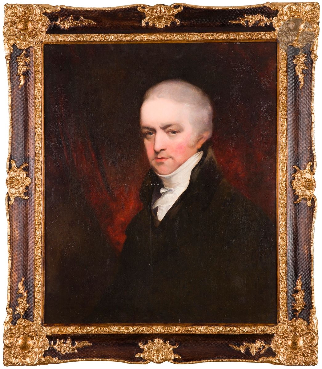 John Hoppner | Portrait d’homme de trois quart devant un drapé rouge ...