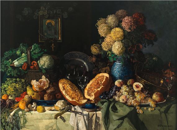 Josef Stoitzner | Hortensienstrauss mit Obst und Gemüse / Stillife with ...
