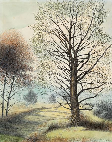 Léon Spilliaert | Trees in spring landscape (1943) | MutualArt