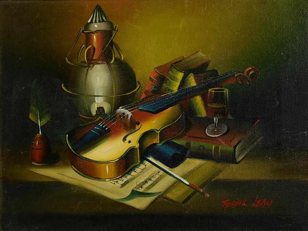 Frank Lean | Still Life - Wine and Violin | MutualArt