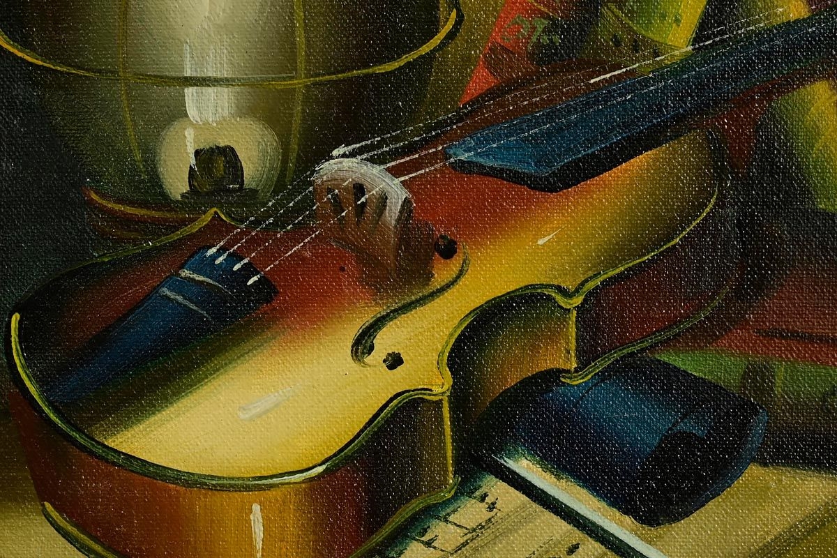 Frank Lean | Still Life - Wine and Violin | MutualArt