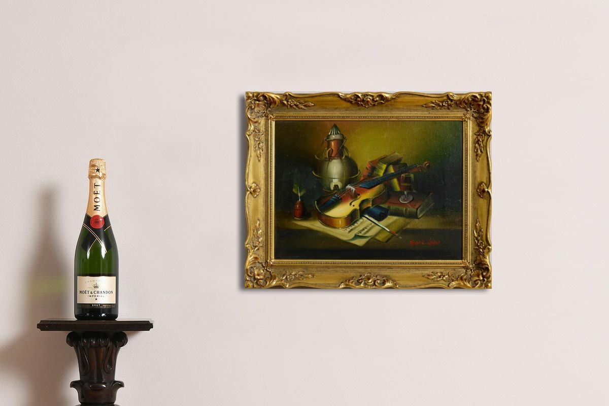 Frank Lean | Still Life - Wine and Violin | MutualArt
