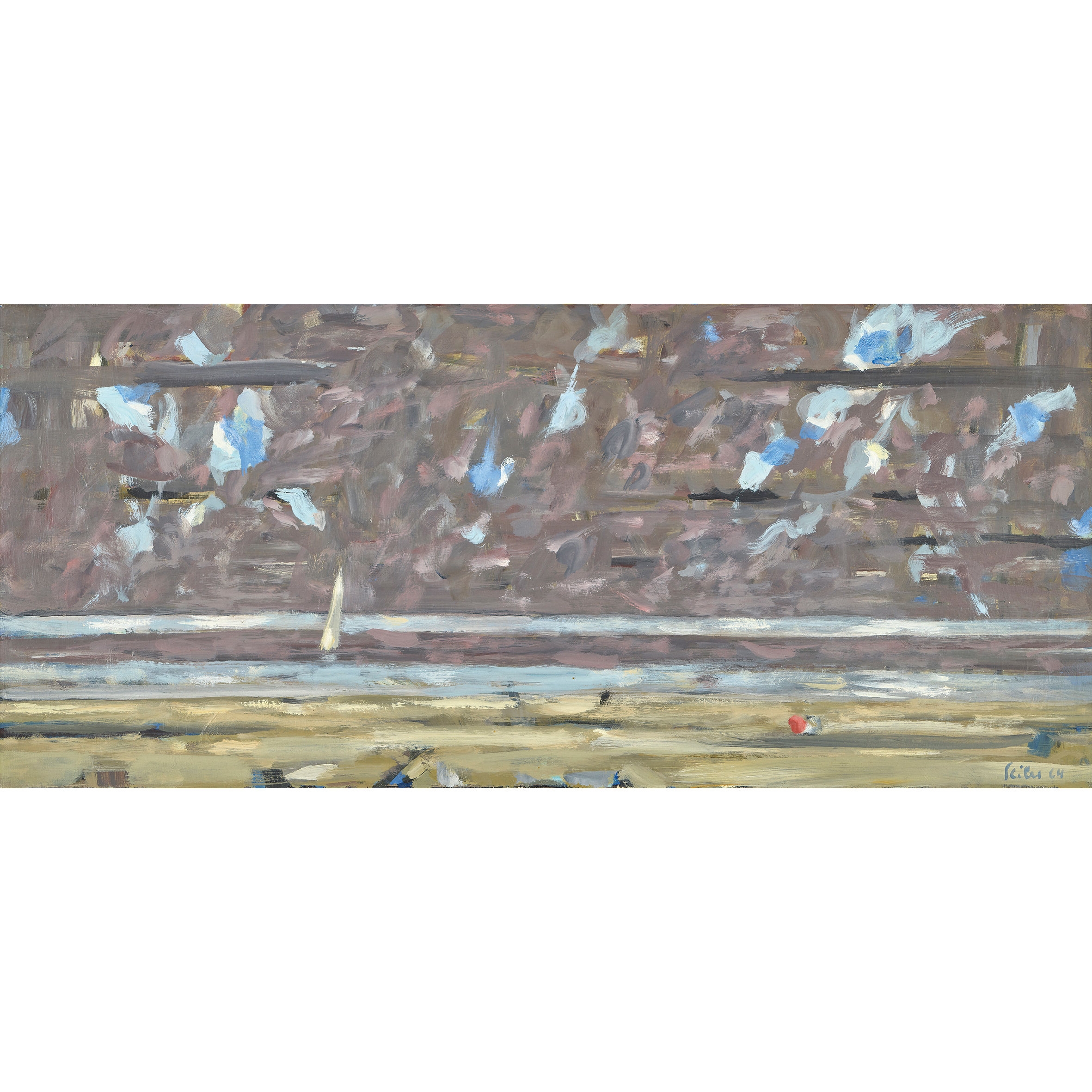 Hans Seiler | Strandlandschaft mit Segelboot auf dem Meer (1964 ...