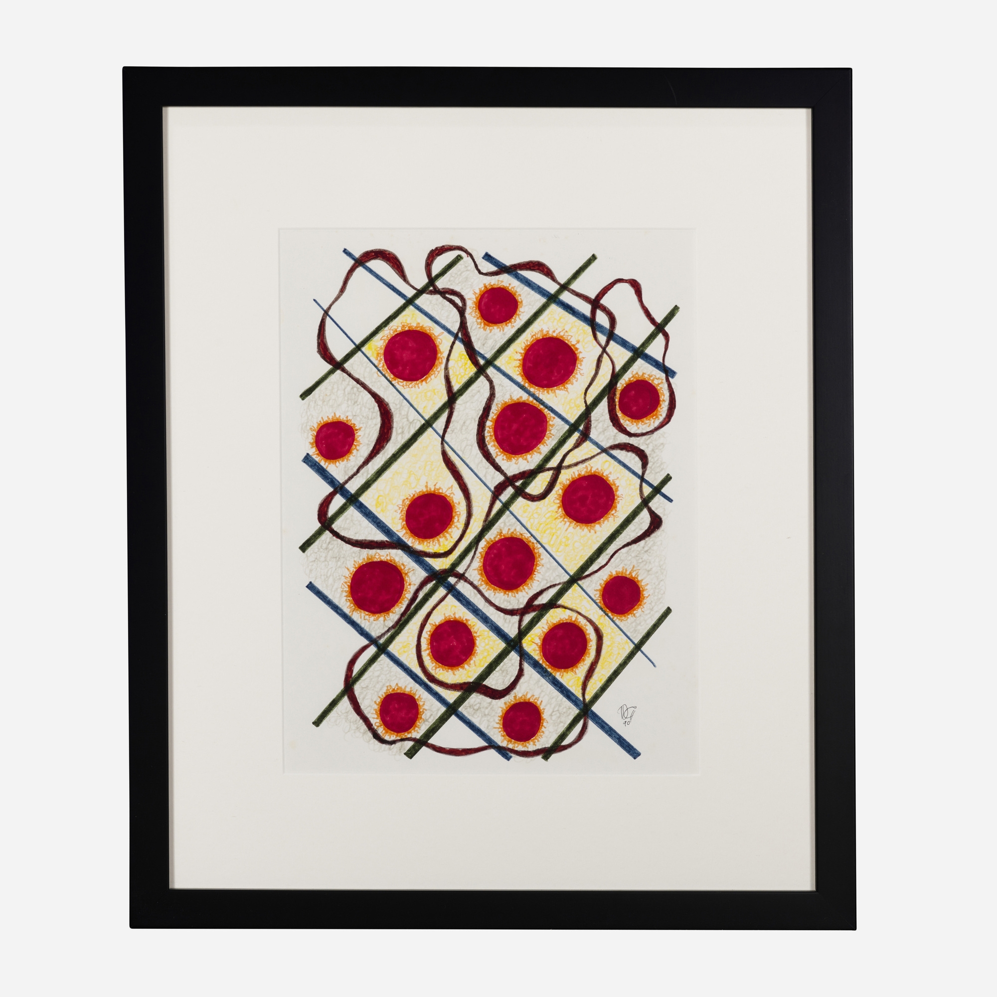 Dwinell Grant | Red Spheres in a Grid (1990) | MutualArt