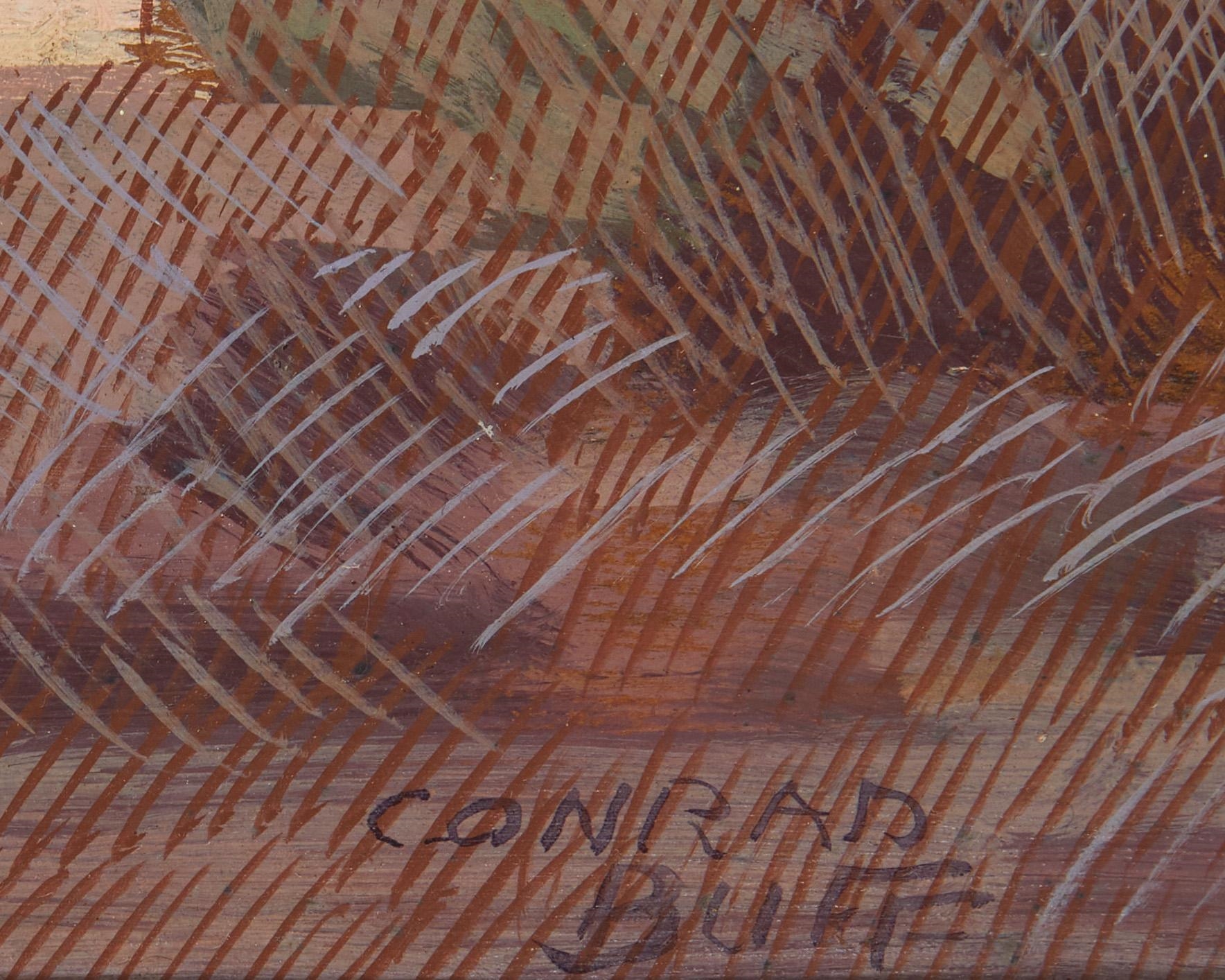 Conrad Buff | Southwest landscape with figures and sheep | MutualArt