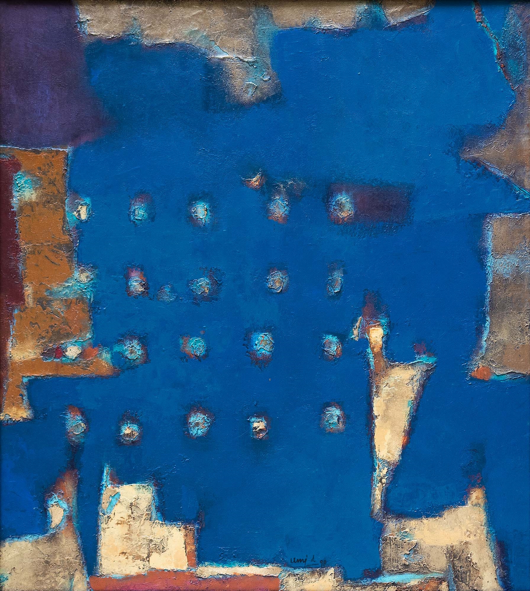 Umi Dachlan | Bidang Biru Dengan Bongkahan Emas, 1990 (1990) | MutualArt