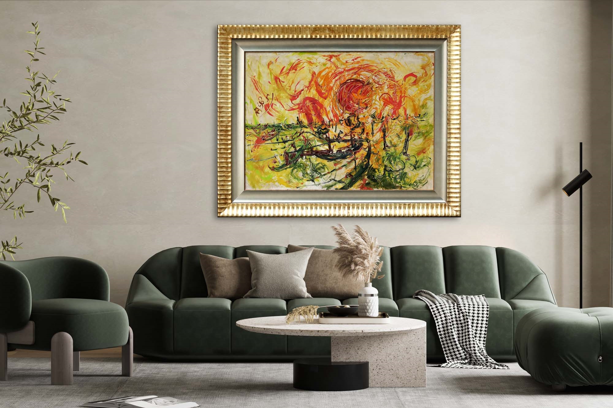 Affandi | Boats and The Sun, 1985 (1985) | MutualArt