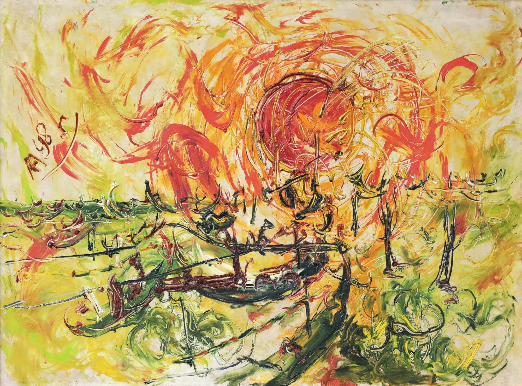 Affandi | Boats and The Sun, 1985 (1985) | MutualArt