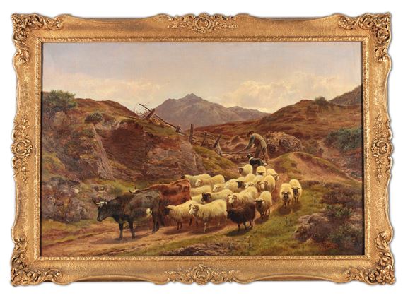 William Watson | Drover and cattle in the highlands (1874) | MutualArt