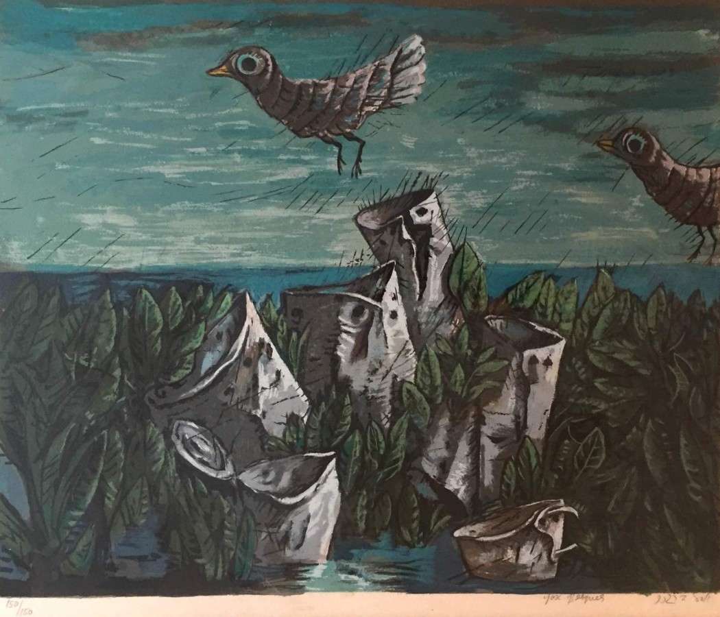 Yosl Bergner | Birds in a Landscape | MutualArt