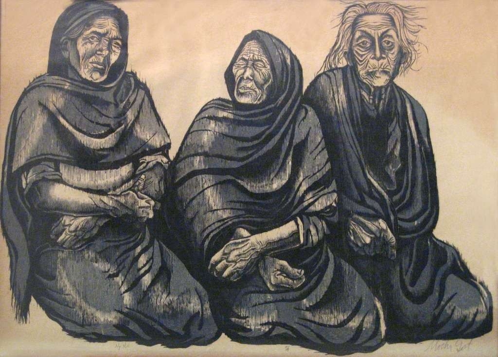 Moshe Gat | Three Old Wome (1958) | MutualArt