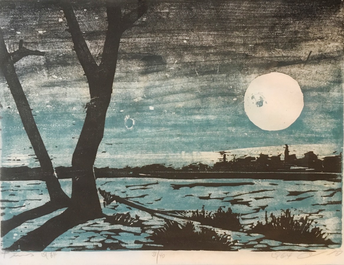 Jacob Pins | Landscape (with a Moon) (1964) | MutualArt