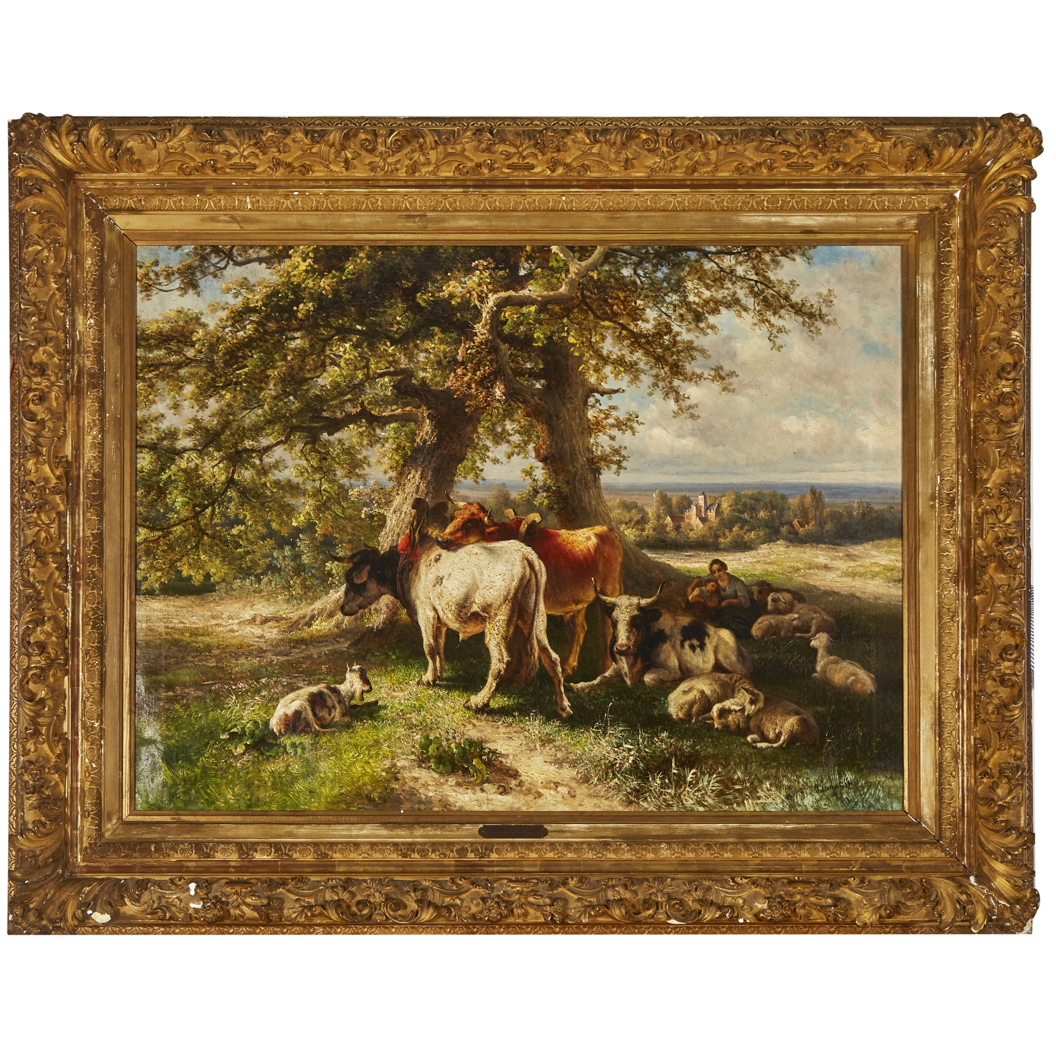 Ildephonse Stocquart | Escena pastoral con vacas | MutualArt