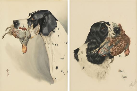 Boris Riab | Black and White Springer Spaniel | MutualArt