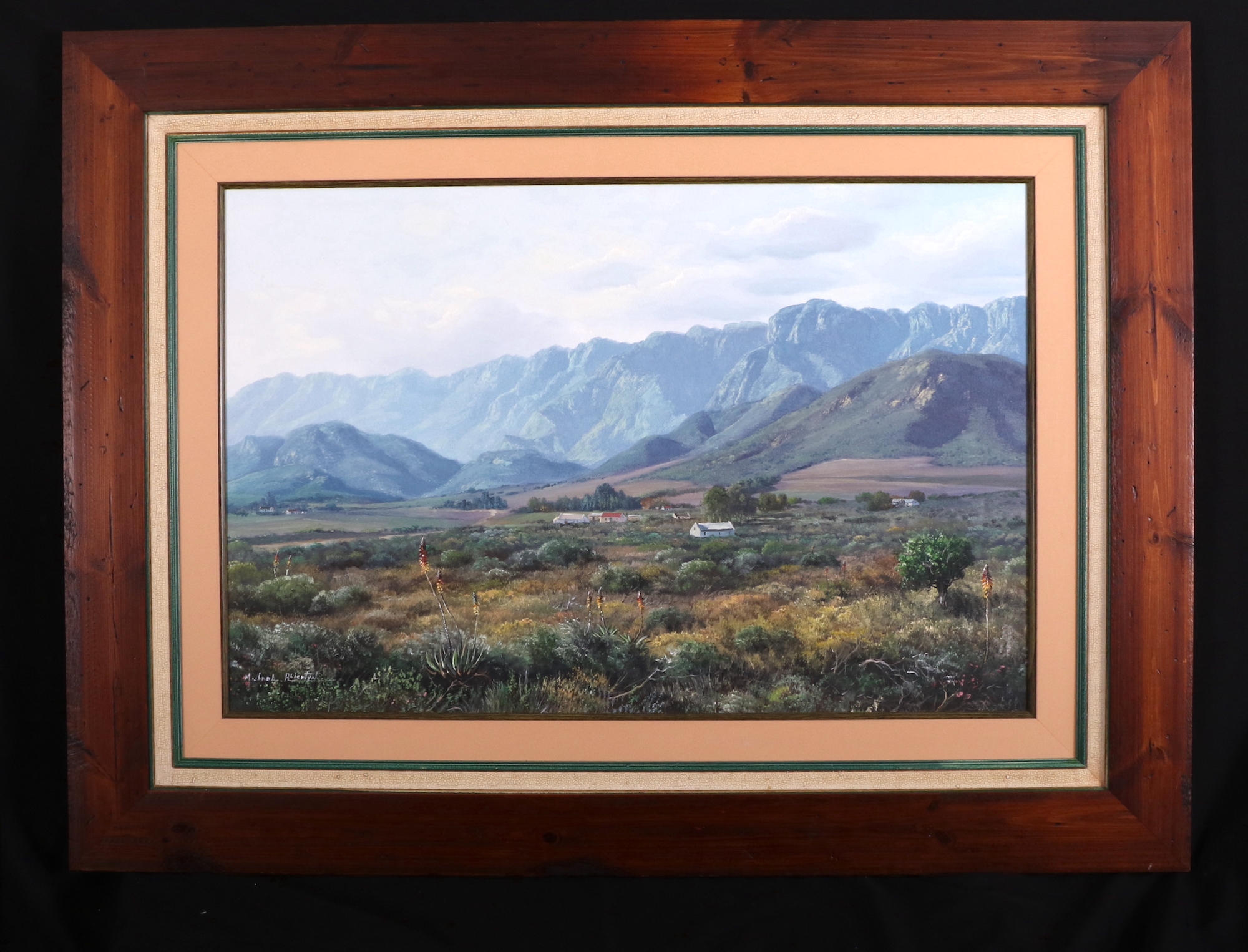 Michael Albertyn | VAST LANDSCAPE WITH COTTAGES AND ALOES | MutualArt