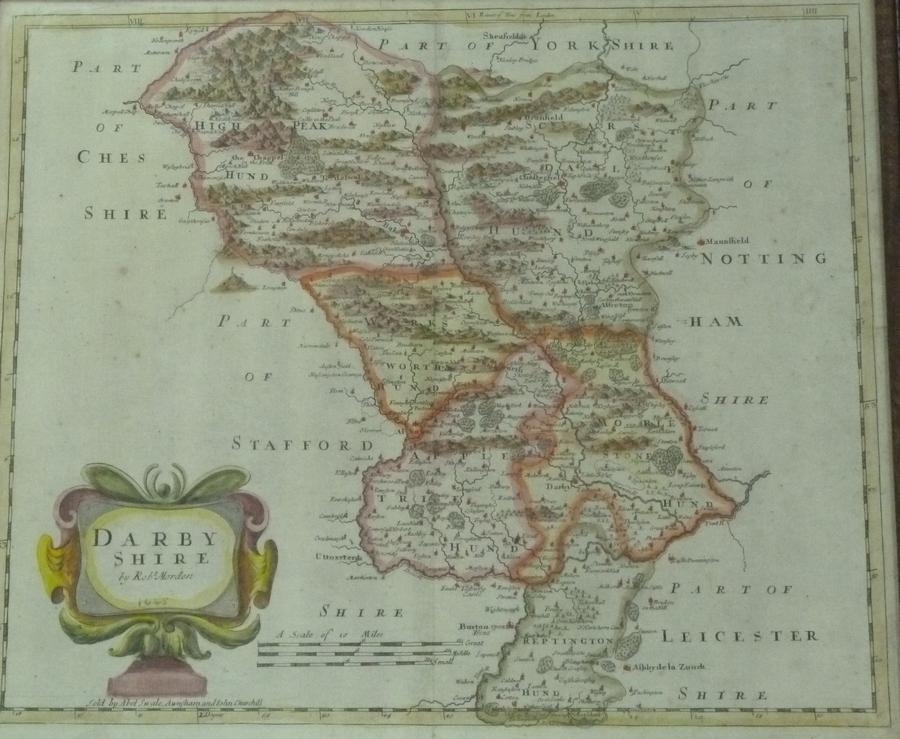 Robert Morden | Robert Morden/Derbyshire/hand coloured map | MutualArt
