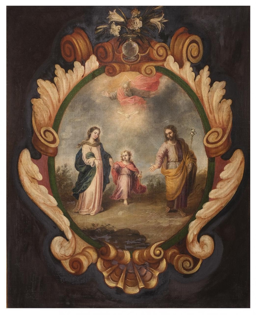 Sevillian School, 18th Century | Sagrada Familia en orla de hojas de ...