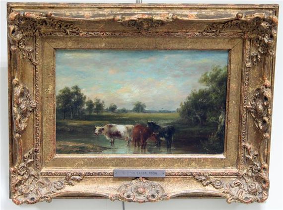 Thomas Baker | Thomas Baker of Leamington/Cattle Watering/oil on canvas ...
