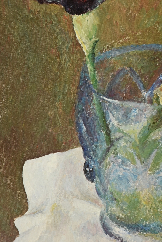 Henriette Wyeth | Still Life of Irises in Blue Glass | MutualArt