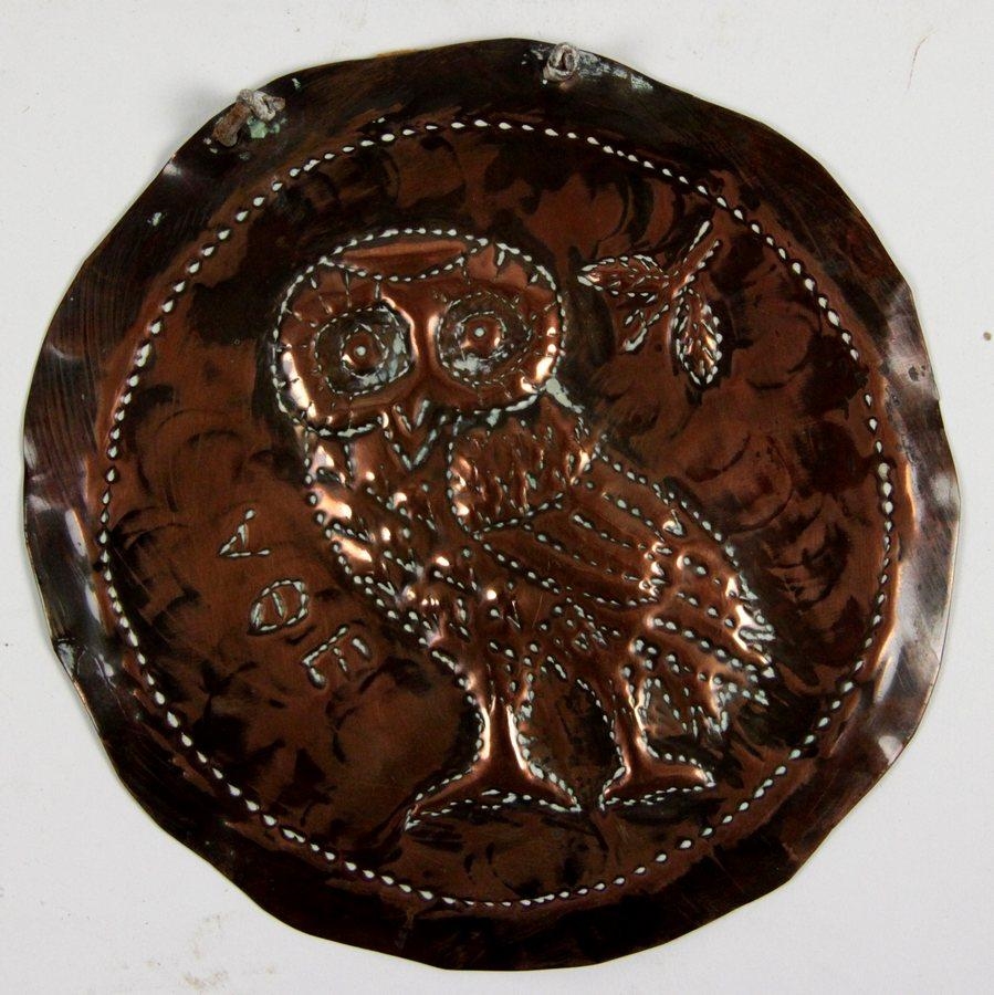 Newlyn School | A Newlyn School circular copper roundel of an owl ...